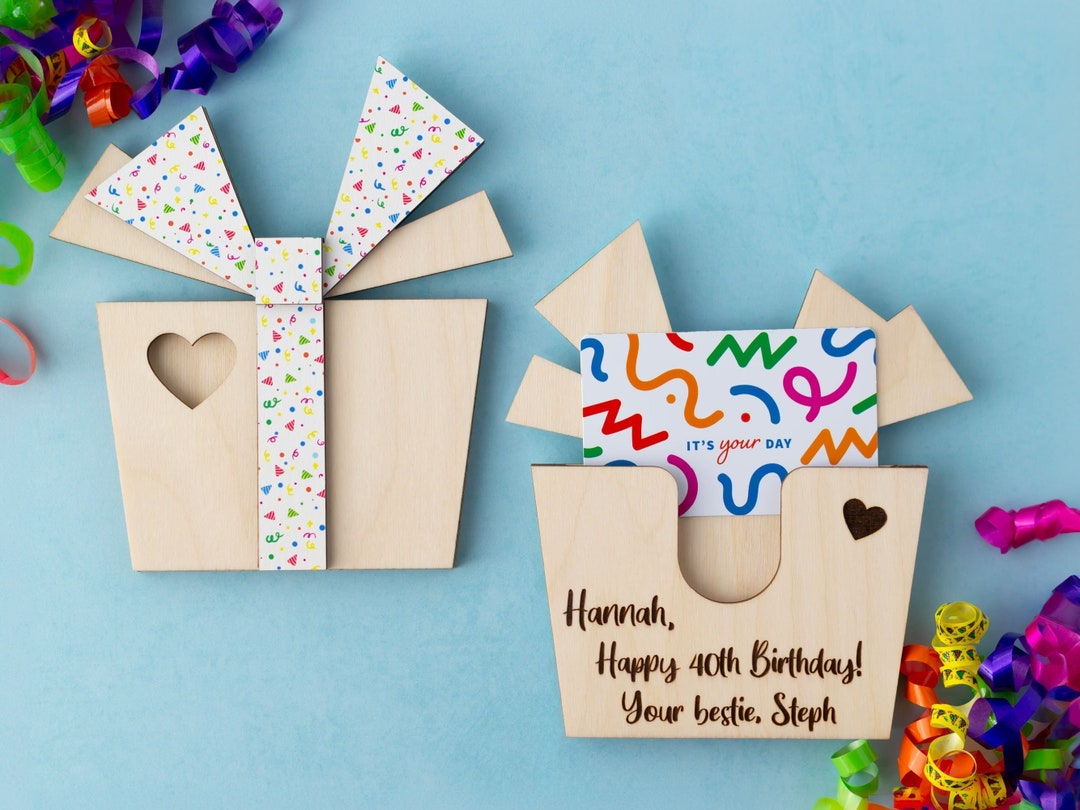 Present Gift Card Holder. Personalized Wooden Birthday Gift Card Holder ...