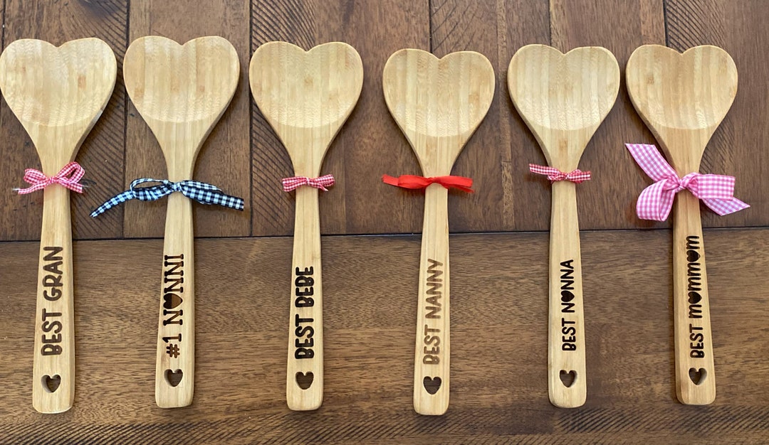 Personalized Engraved Wooden Heart Spoon - Custom - Mother’s Day / Mom ...