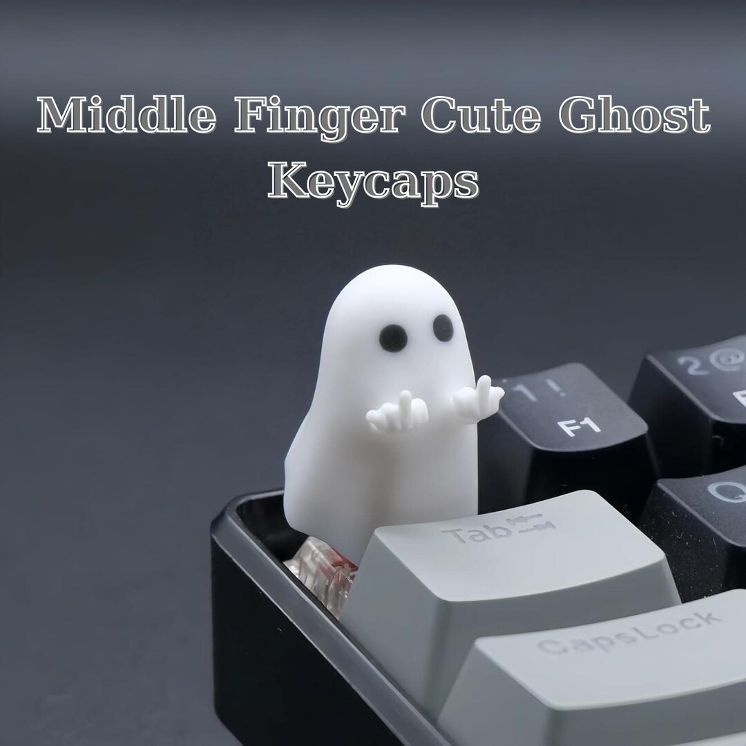 Middle Finger Cute Ghost Keycaps, Custom Artisan Keycaps, Handmade ...