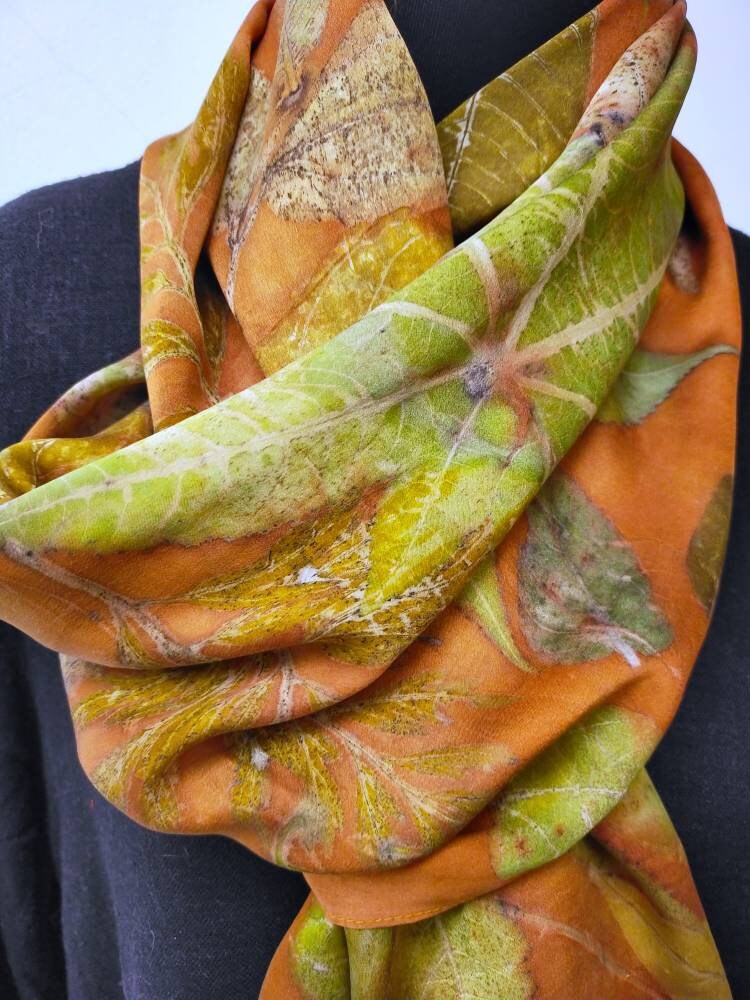 Ecoprinted Silk Scarf - Etsy