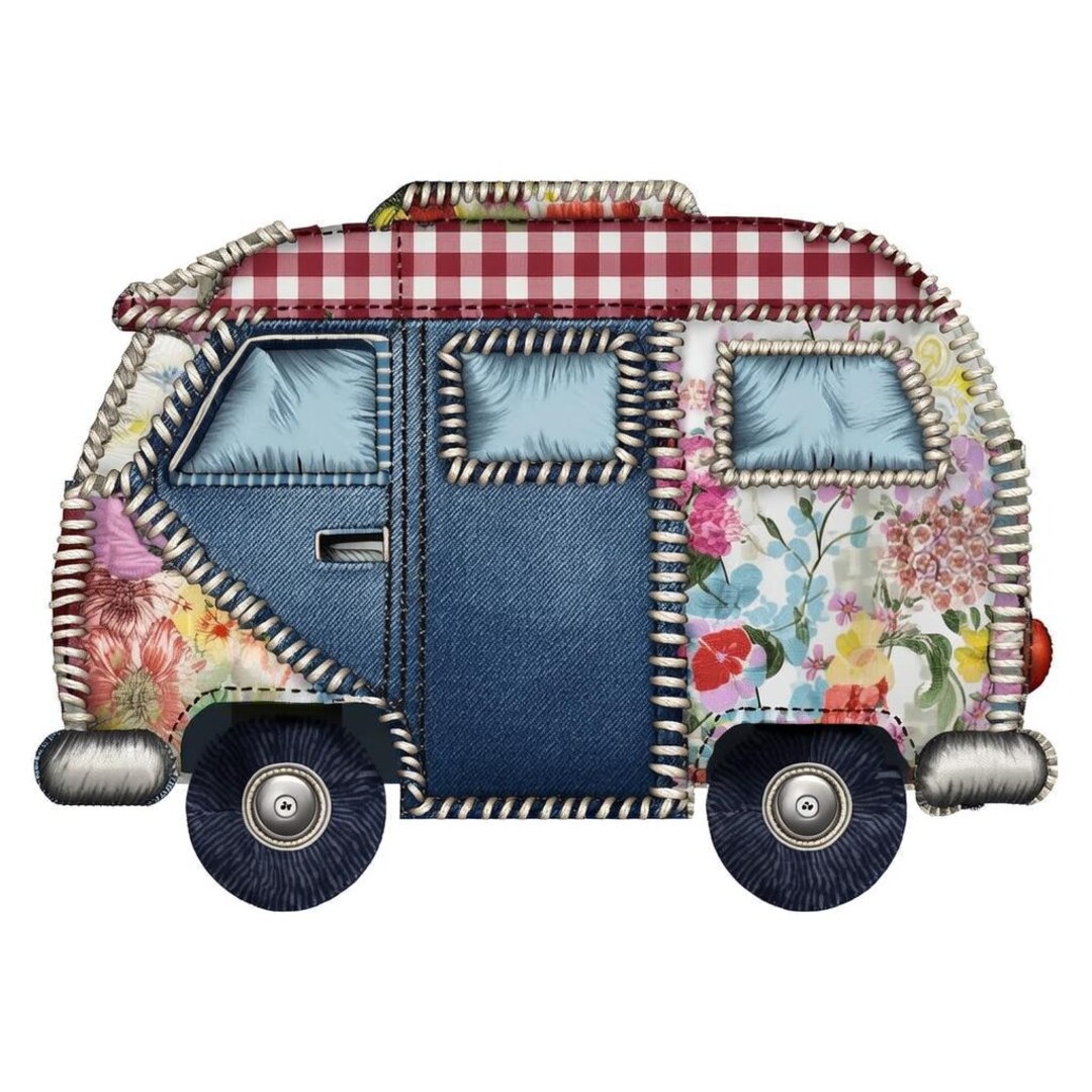 Boho Camper Van PNG, Patchwork Floral Graphic, Vintage Van Life ...