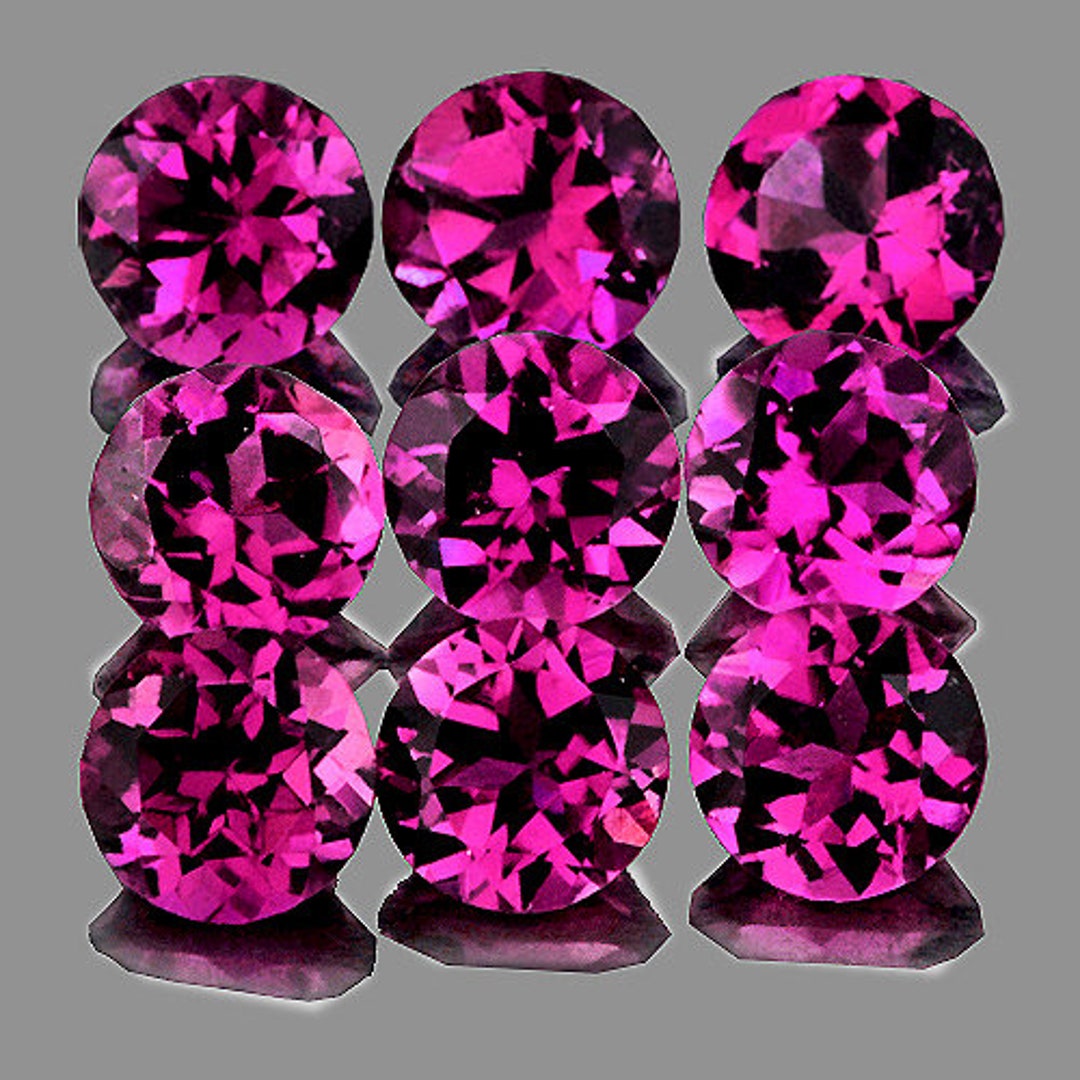 Natural Pinkish Purple Rhodolite Garnet 3.7 Mm 9 Pieces Round Faceted ...