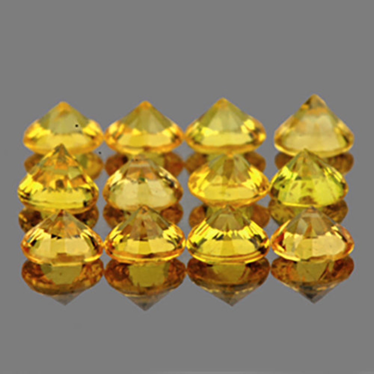 Natural Yellow Sapphire 2.50 Mm 12 Pieces Round Faceted Cut VVS Clarity ...