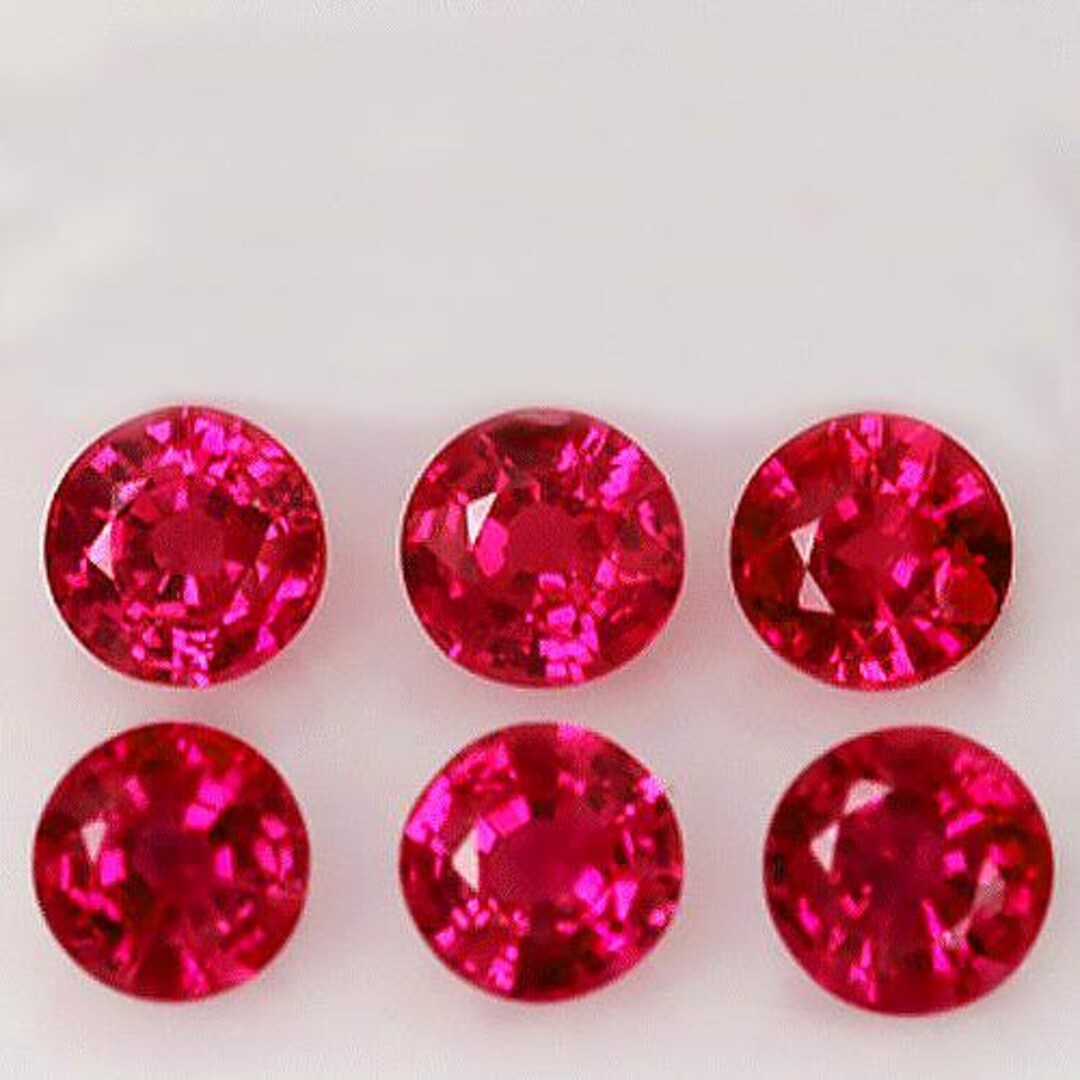 Natural Mogok Ruby – 3.20 Mm, 6 Pcs Round Faceted Cut, Pink Red, VS–SI ...