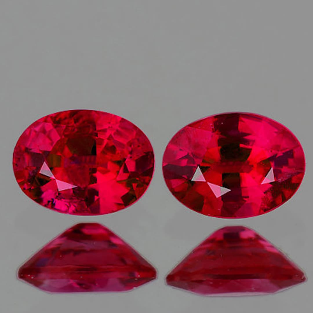 9x7 Mm Oval 2 Pieces Natural Red Mozambique Ruby [VVS-VS Clarity] AAA ...