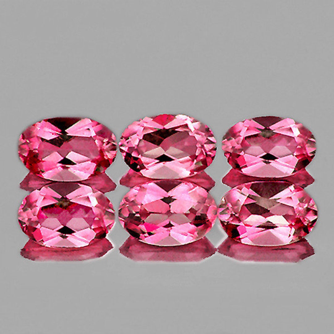 Natural Intense Padparadscha Pink Tourmaline 5x3 Mm 6 Pieces Oval ...