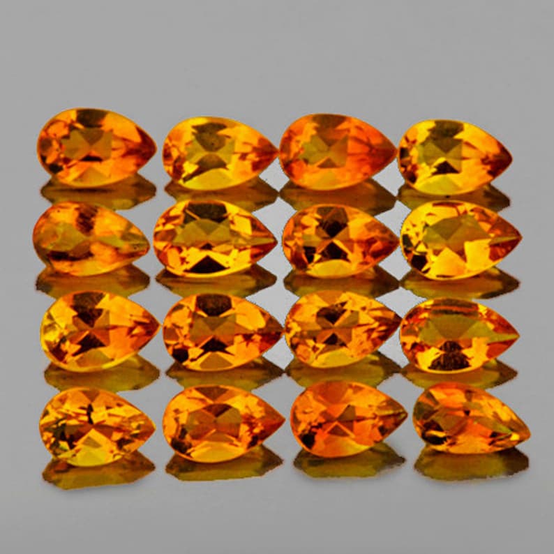 Natural Intense Golden Yellow Citrine Pear Cut Loose Gemstone | Etsy