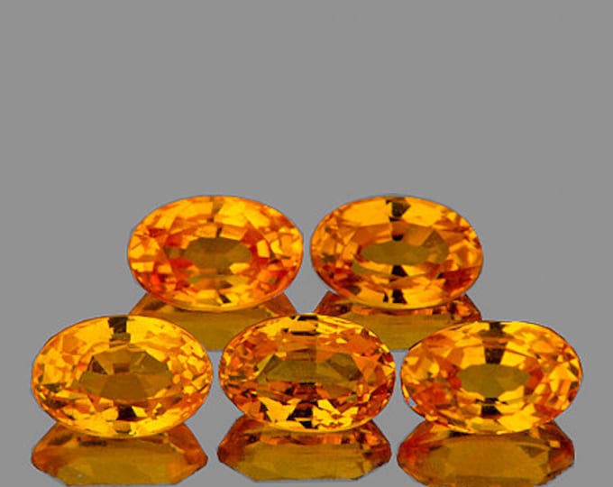 Natural Intense Golden Yellow Sapphire 5x3 Mm 5 Pieces Oval Faceted Cut ...