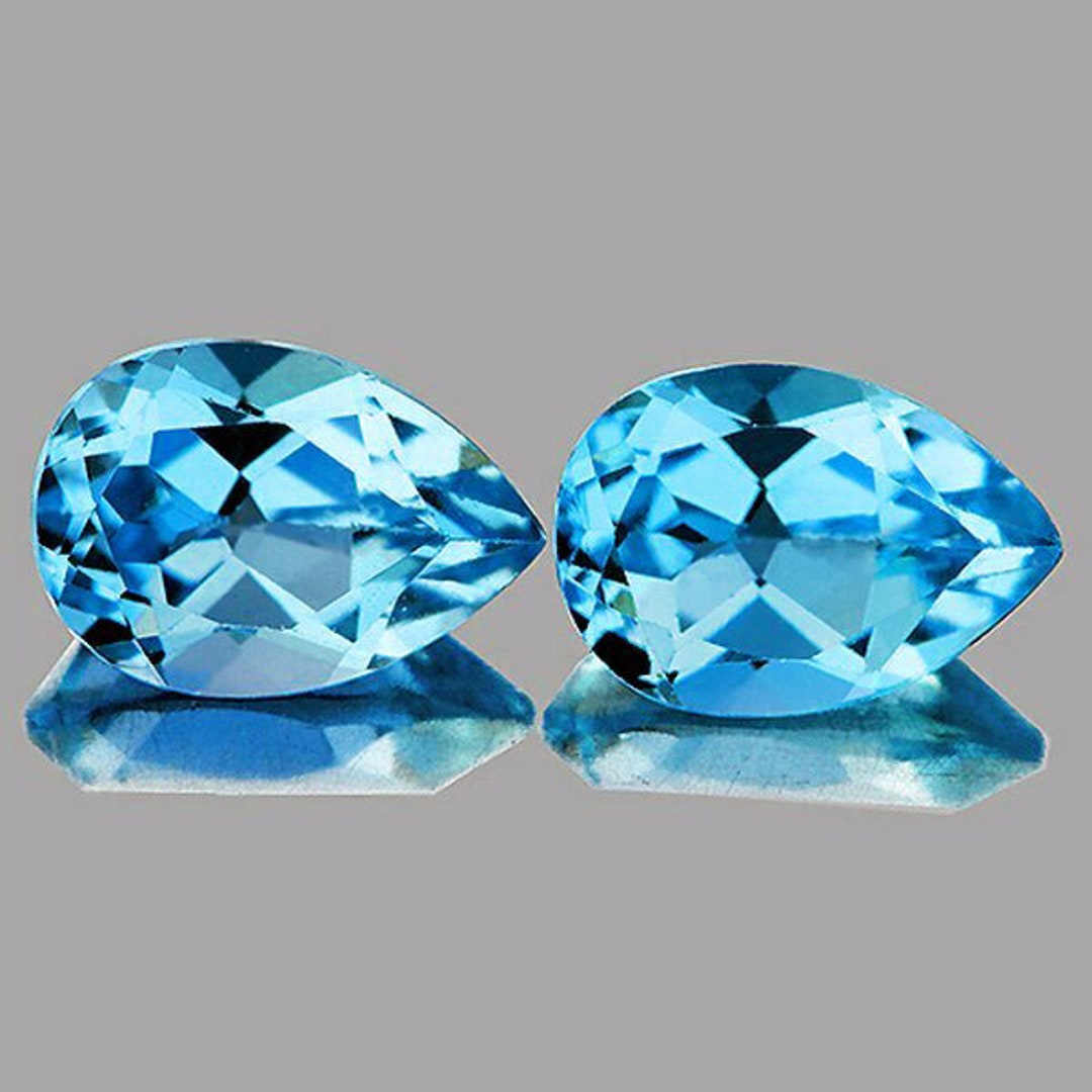 Natural Sky Blue Topaz 10x7 Mm 2 Pieces Pear Faceted Cut Flawless-vvs ...