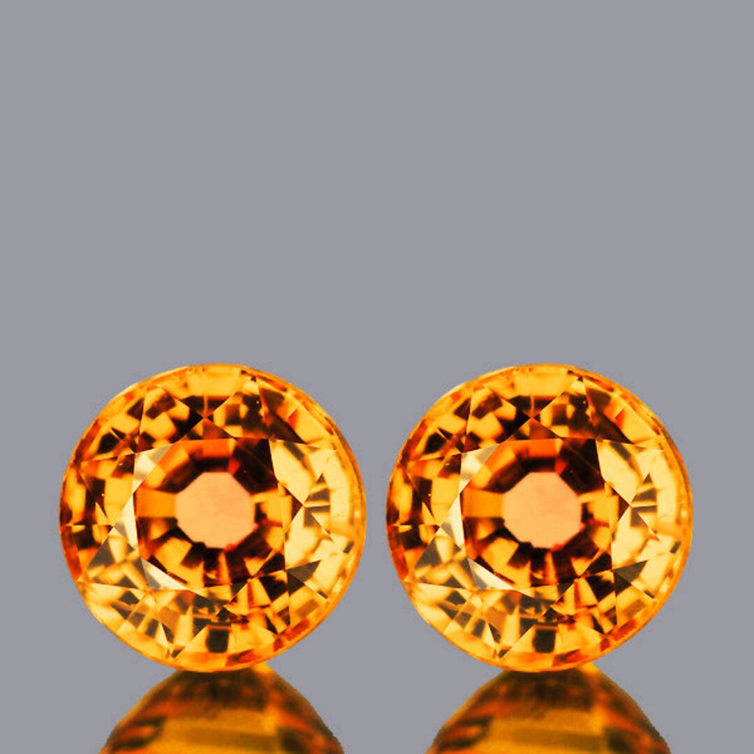 Natural Intense Golden Yellow Sapphire 4.7 Mm 2 Pieces Round Faceted ...