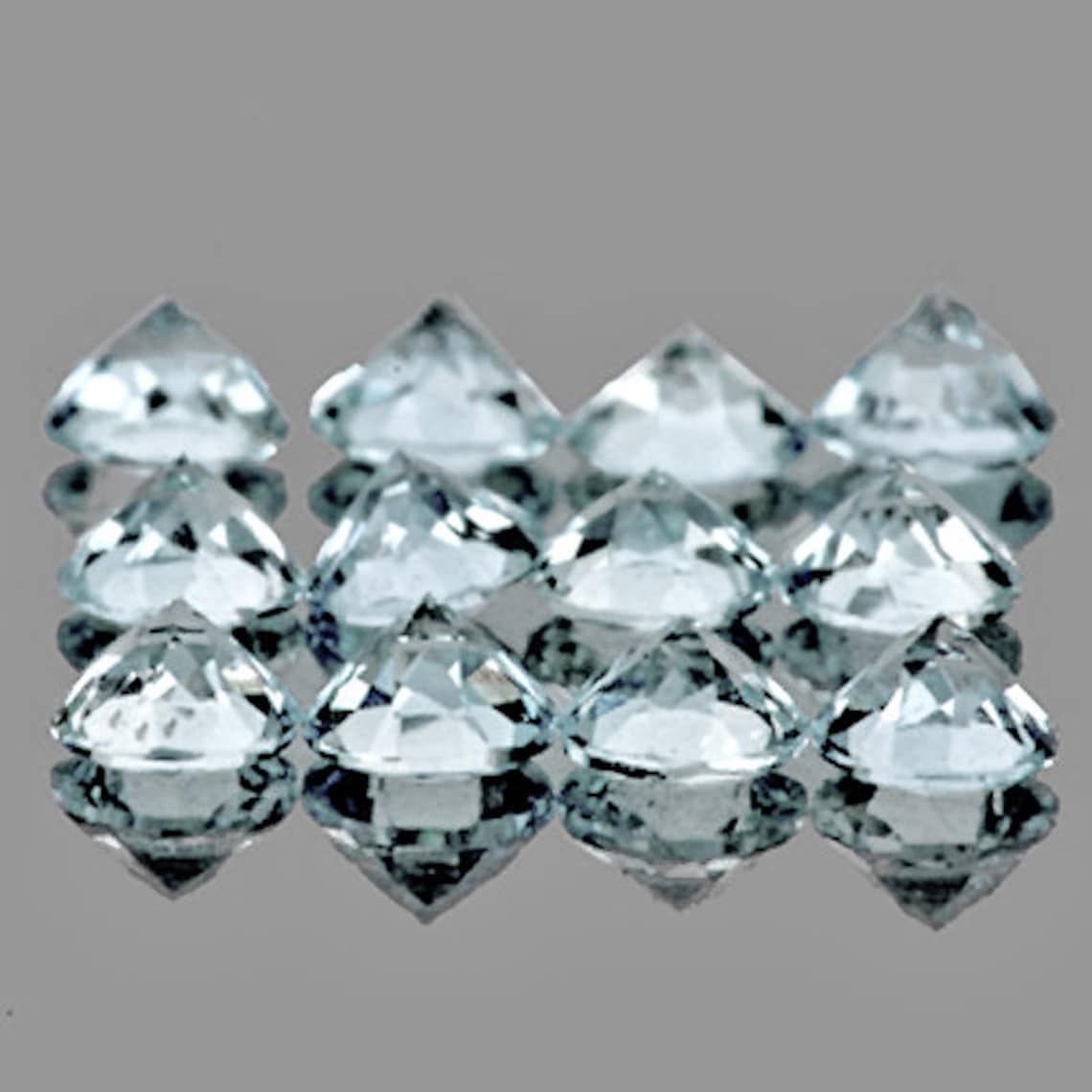 12 Pcs Natural Light Blue Aquamarine Round Cut Loose Gemstone / 3 Mm ...