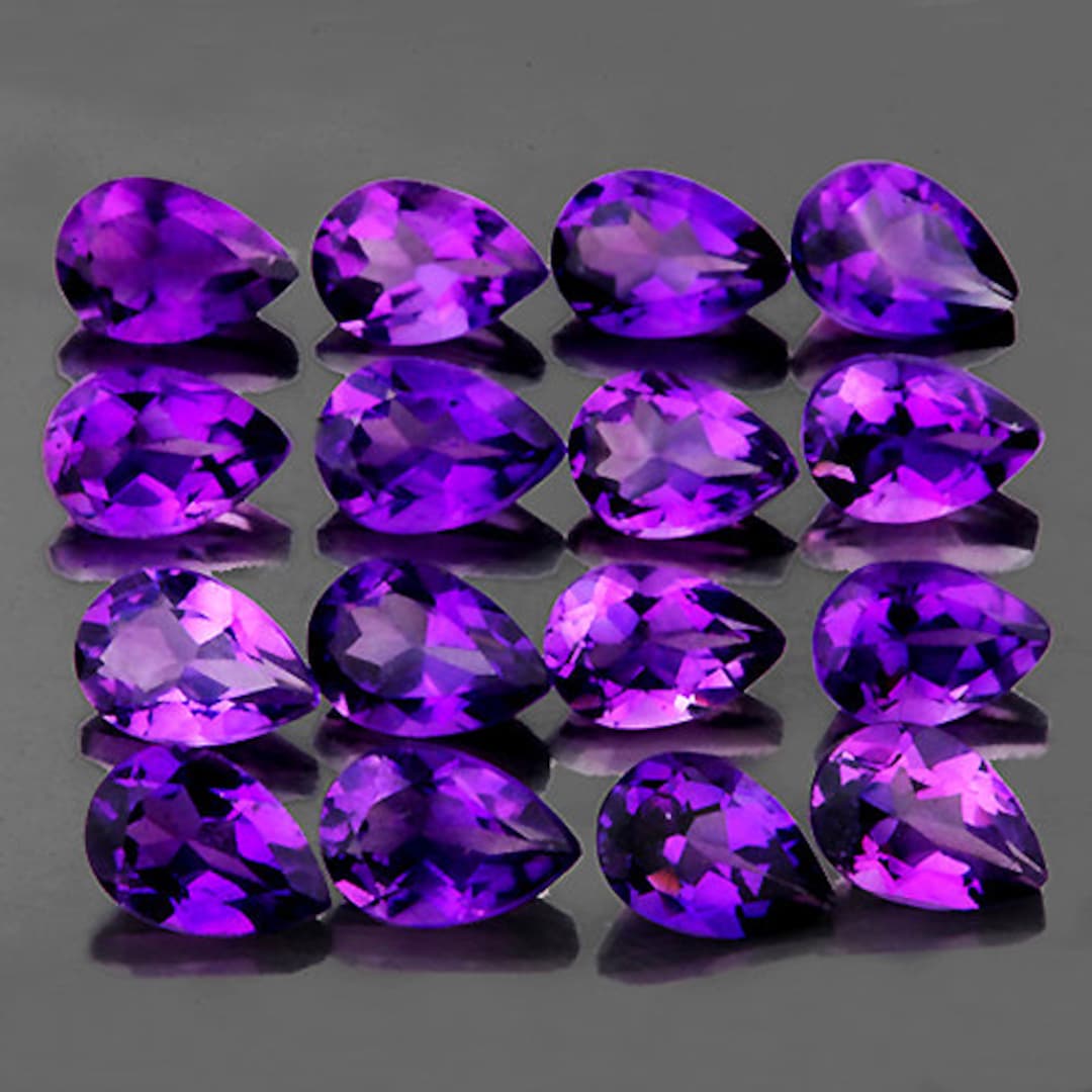 Natural Purple Amethyst 4x3 Mm Pear Cut Loose Gemstone / 16 Pieces [IF ...