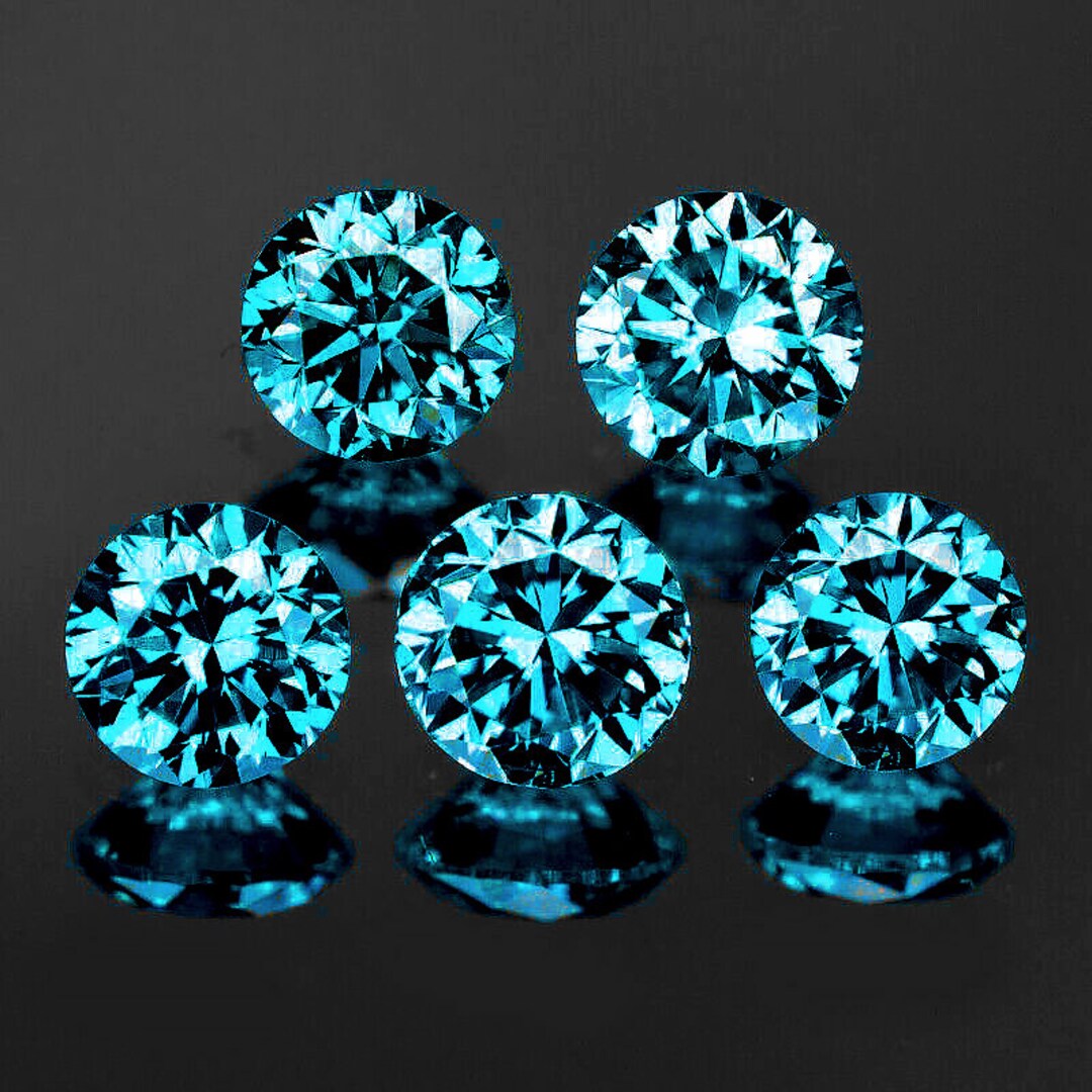 1.50 Mm Round 5 Pieces Natural Blue Diamond VVS Clarity Very Clean ...