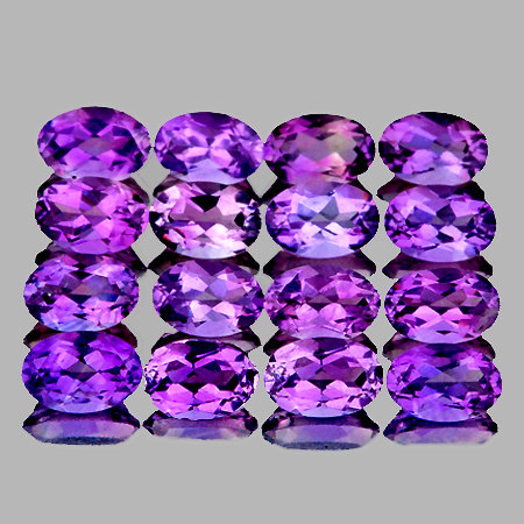 Natural Purple Amethyst 5x3 Mm 16 Pieces Oval Faceted Cut Flawless-vvs ...