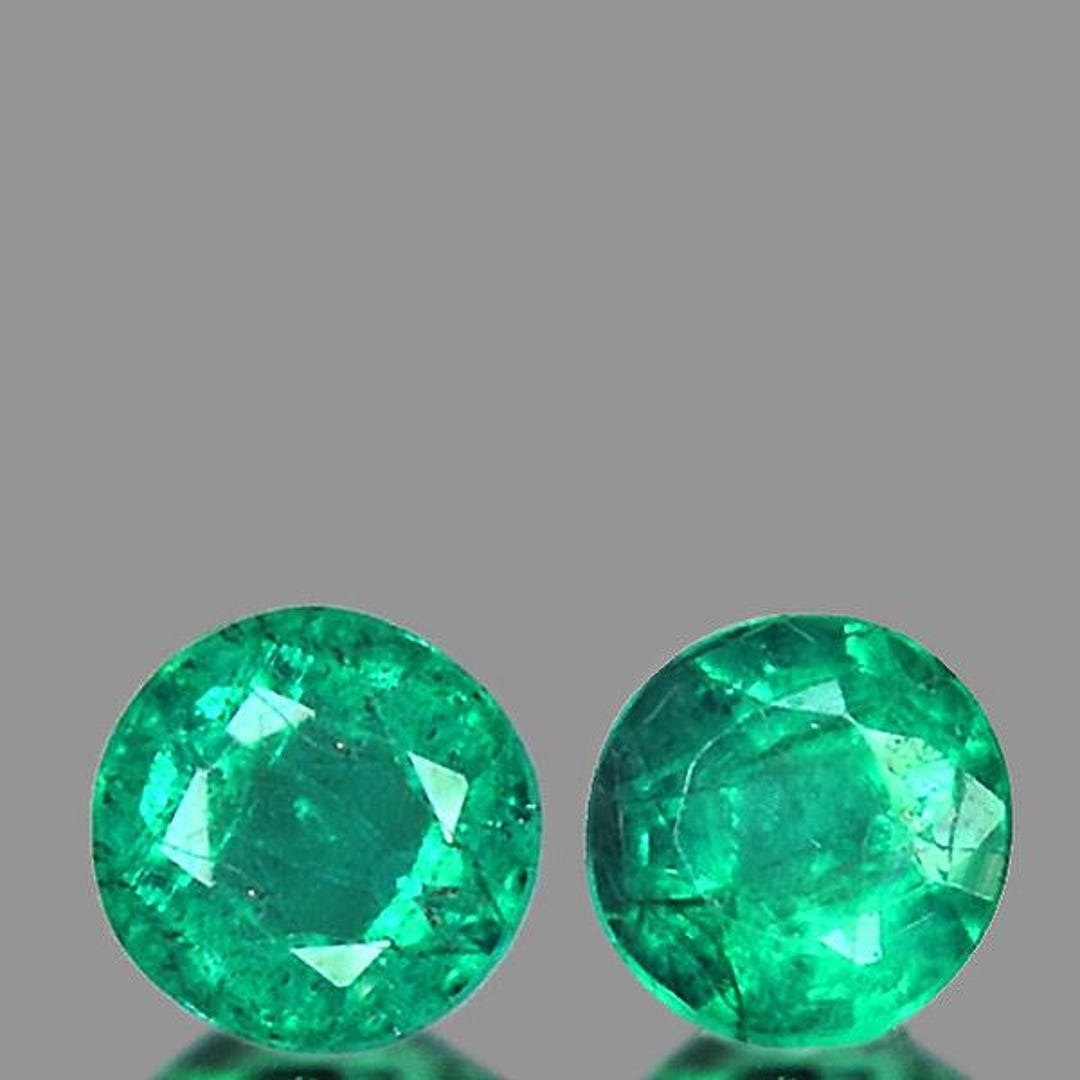 Natural Green Emerald 4mm 2 Pieces Round Faceted Cut [VS-SI Clarity ...