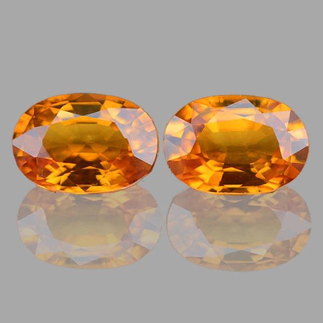 Natural Intense Golden Yellow Sapphire, 5x3 Mm, Pair, Oval Cut Faceted ...