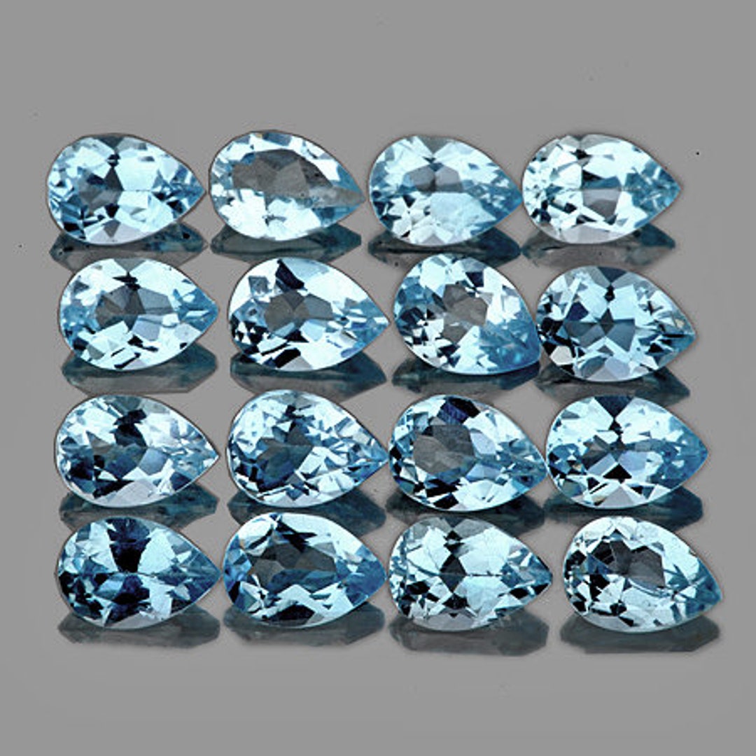Natural Sky Blue Topaz 4x3 Mm 16 Pieces Pear Faceted Cut Flawless-vvs ...
