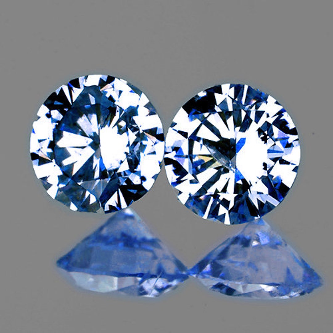 Natural Light Ceylon Blue Sapphire 3.2 Mm 2 Pieces Round Faceted Cut ...