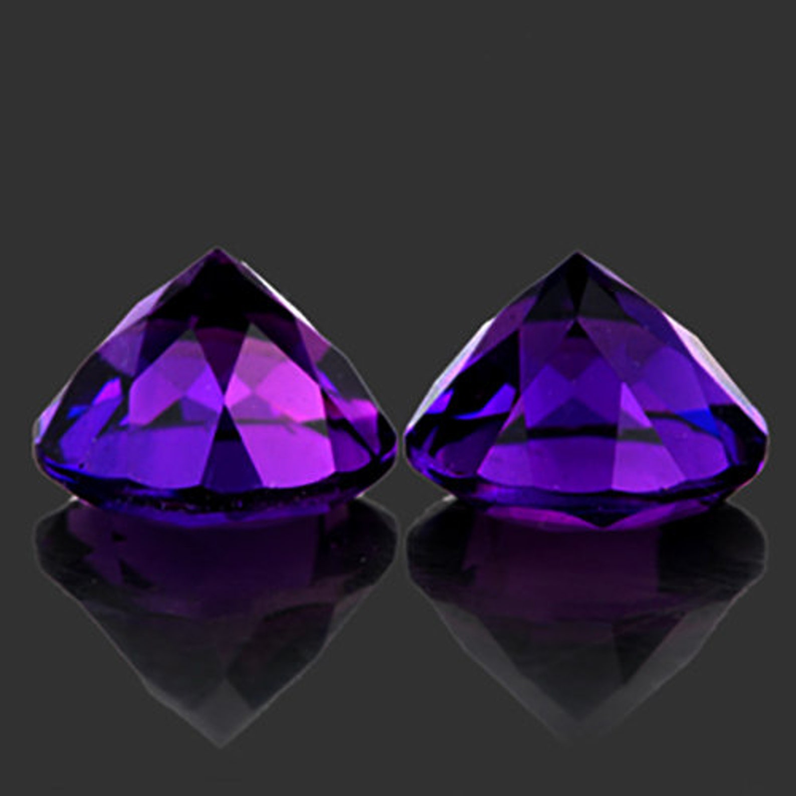 Natural Intense Purple Amethyst 7.00 Mm 2 Pieces Round Faceted Cut ...