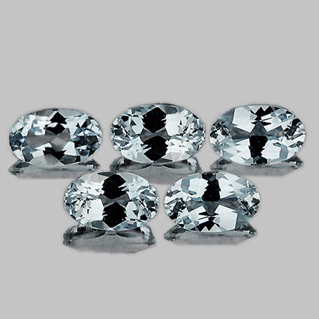 Natural Light Blue Aquamarine 6x4 Mm Oval Faceted Cut 5 Pieces Flawless ...