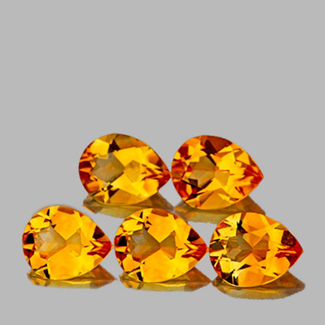 Natural Intense Golden Yellow Citrine 6x5 Mm 5 Pieces Pear Faceted Cut ...