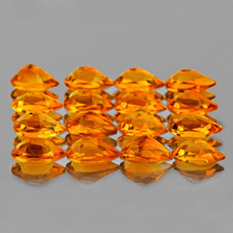 Natural Intense Golden Yellow Citrine Pear Cut Loose Gemstone | Etsy