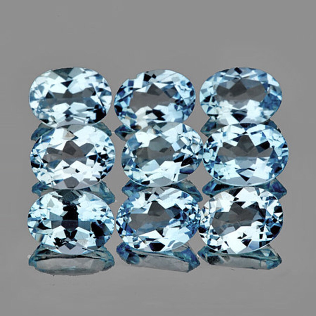 6x4 Mm Natural Sky Blue Topaz 9 Pieces [flawless-vvs Clarity] Oval Cut ...