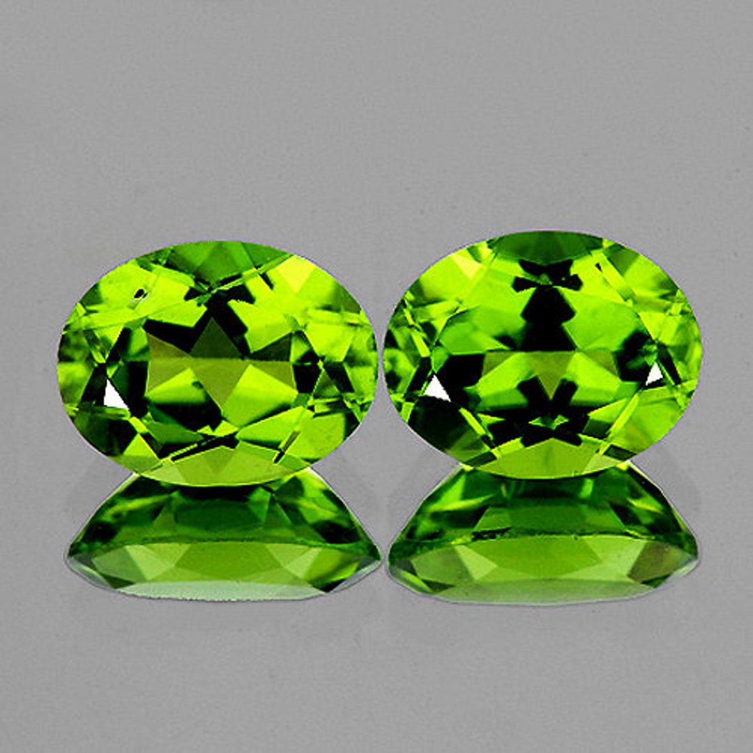 Natural Green Peridot 8x6 Mm 2 Pieces Oval Cut Loose Gemstone Flawless ...