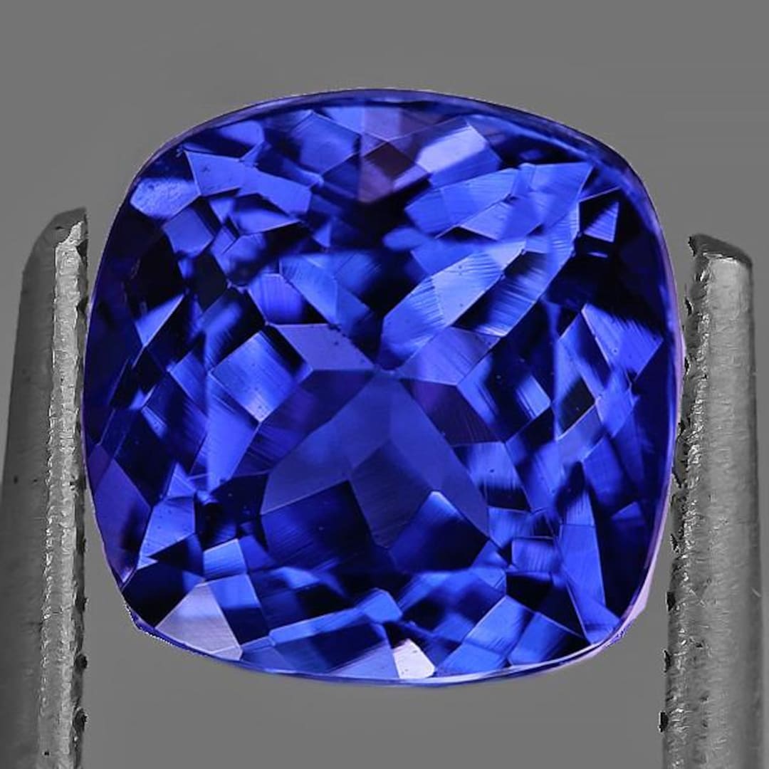 Natural Intense Purple Blue Tanzanite – 1.15ct, 6 Mm Cushion Cut ...