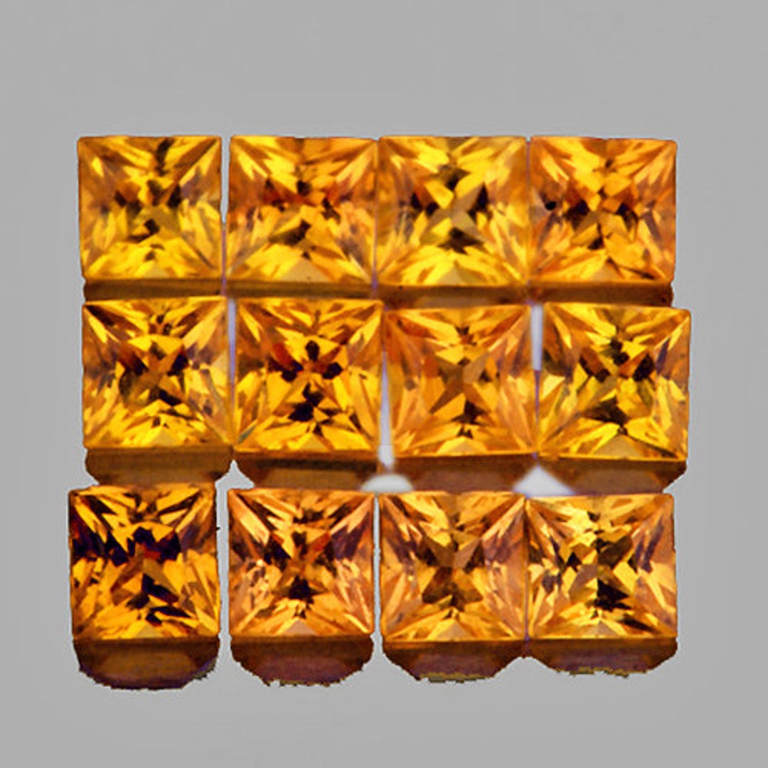 Natural Intense Golden Yellow Sapphire 2.4 Mm 12 Pcs Square Faceted ...