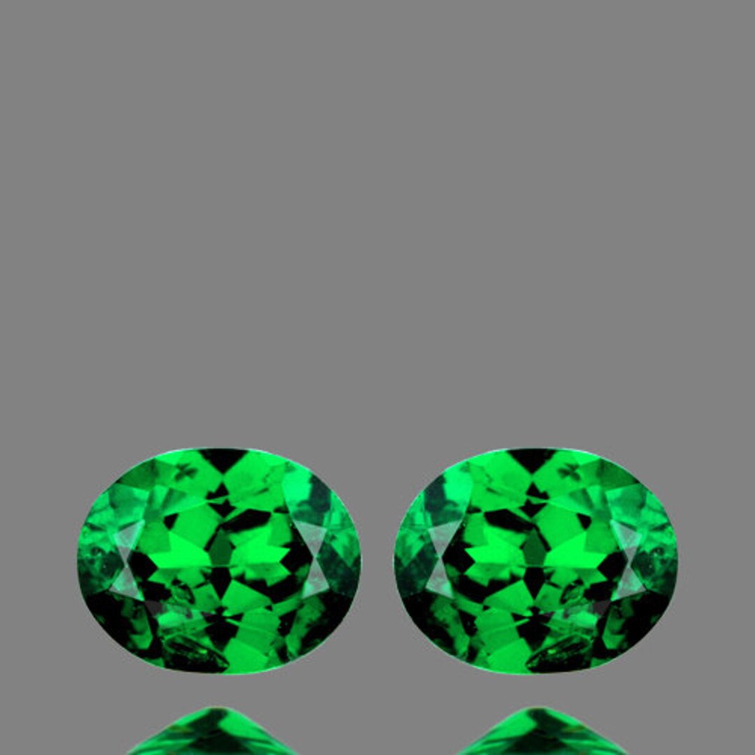 Natural Tsavorite Emerald Green Garnet 5x4 Mm 2 Pieces Oval Faceted Cut ...