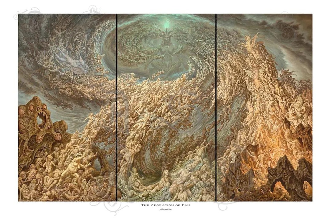 The Adoration of Pan, Johfra Bosschart, Triptych, Mystical, Surrealism ...
