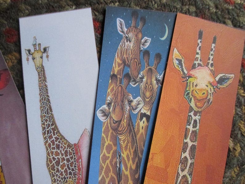 Whimsical Giraffe 5 Bookmark Set, Animal Lovers Gift Set, Book Lovers ...