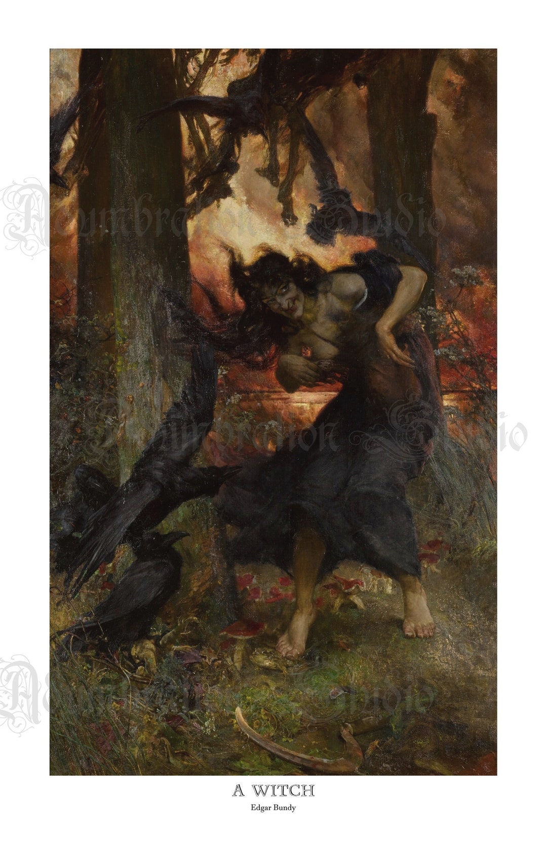 A Witch, by Edgar Bundy, Witches, Ravens, Witchcraft, Snake and Toad ...