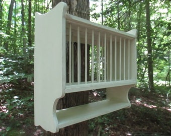 Hanging Plate Rack, Two Tier Compact 25"w Farmhouse Plate Rack, Holds ...