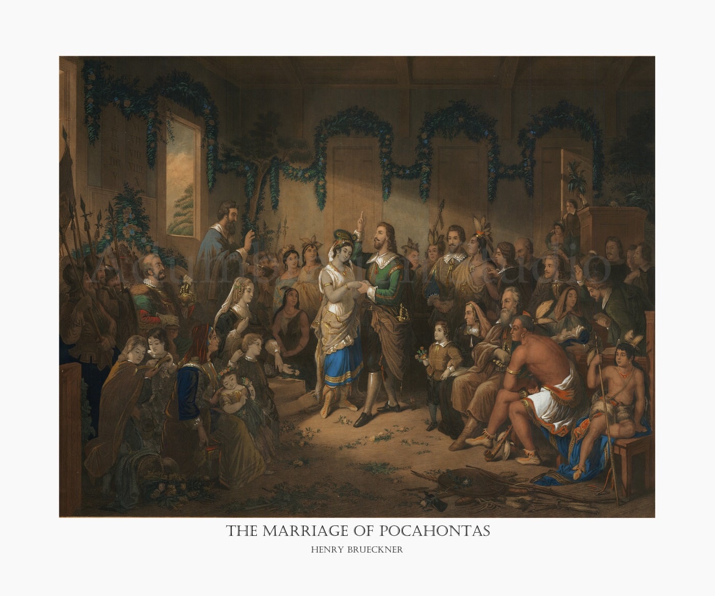 The Marriage of Pocahontas by Henry Brueckner John Rolfe | Etsy