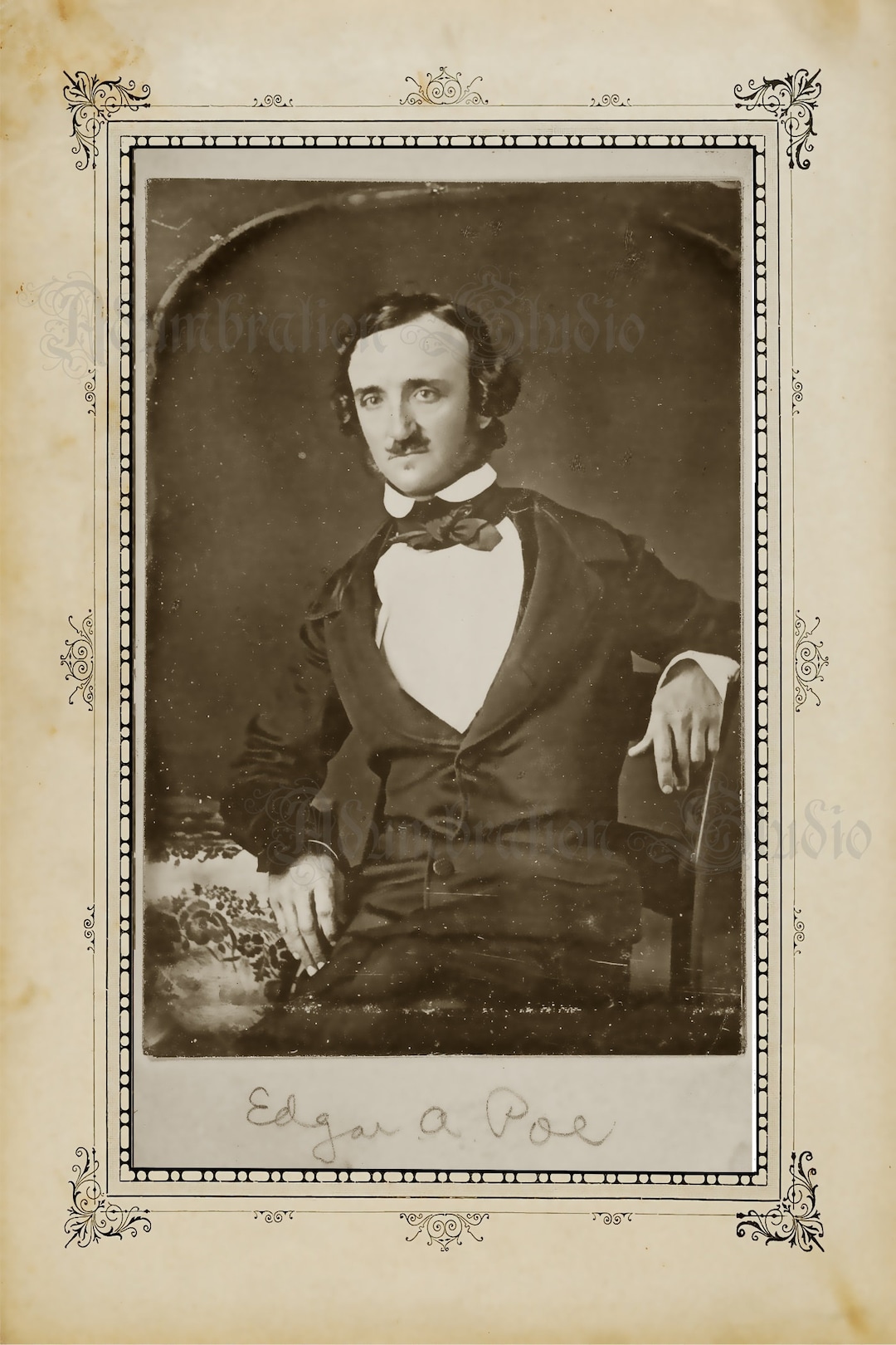 Edgar Allan Poe Daguerreotype, 1847 Daly Daguerreotype, Archival Giclée ...