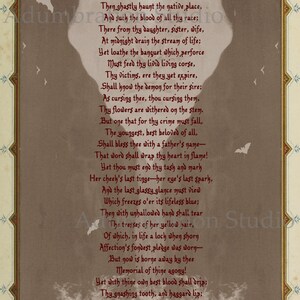 Vampyrise, Poem by John William Polidori, Vampyre, Vampire Poem Print ...