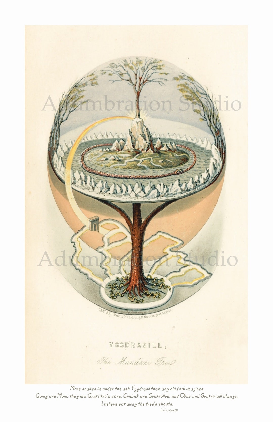 Yggdrasil, the Mundane Tree by Oluf Olufsen Bagge 1847, Grímnismál ...