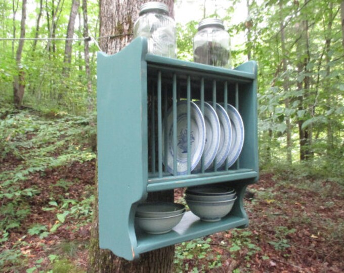 Handcrafted Wooden Wall Mounted Plate Rack / Standing Counter Plate ...