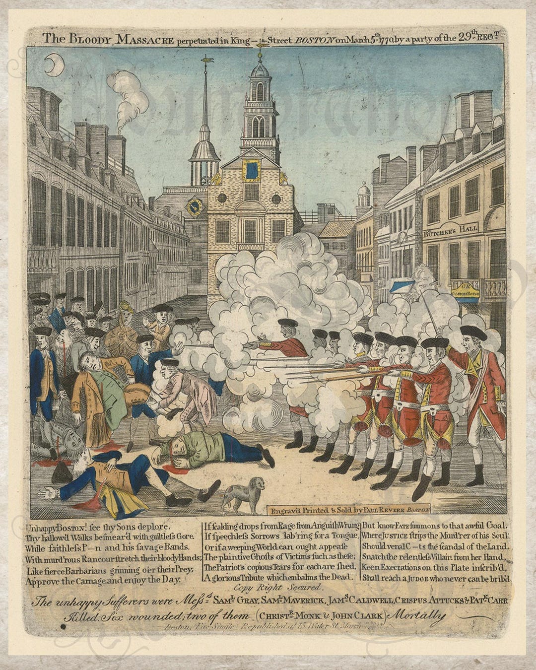 The Bloody Massacre, by Paul Revere, Exact Duplicate, Boston Massacre ...