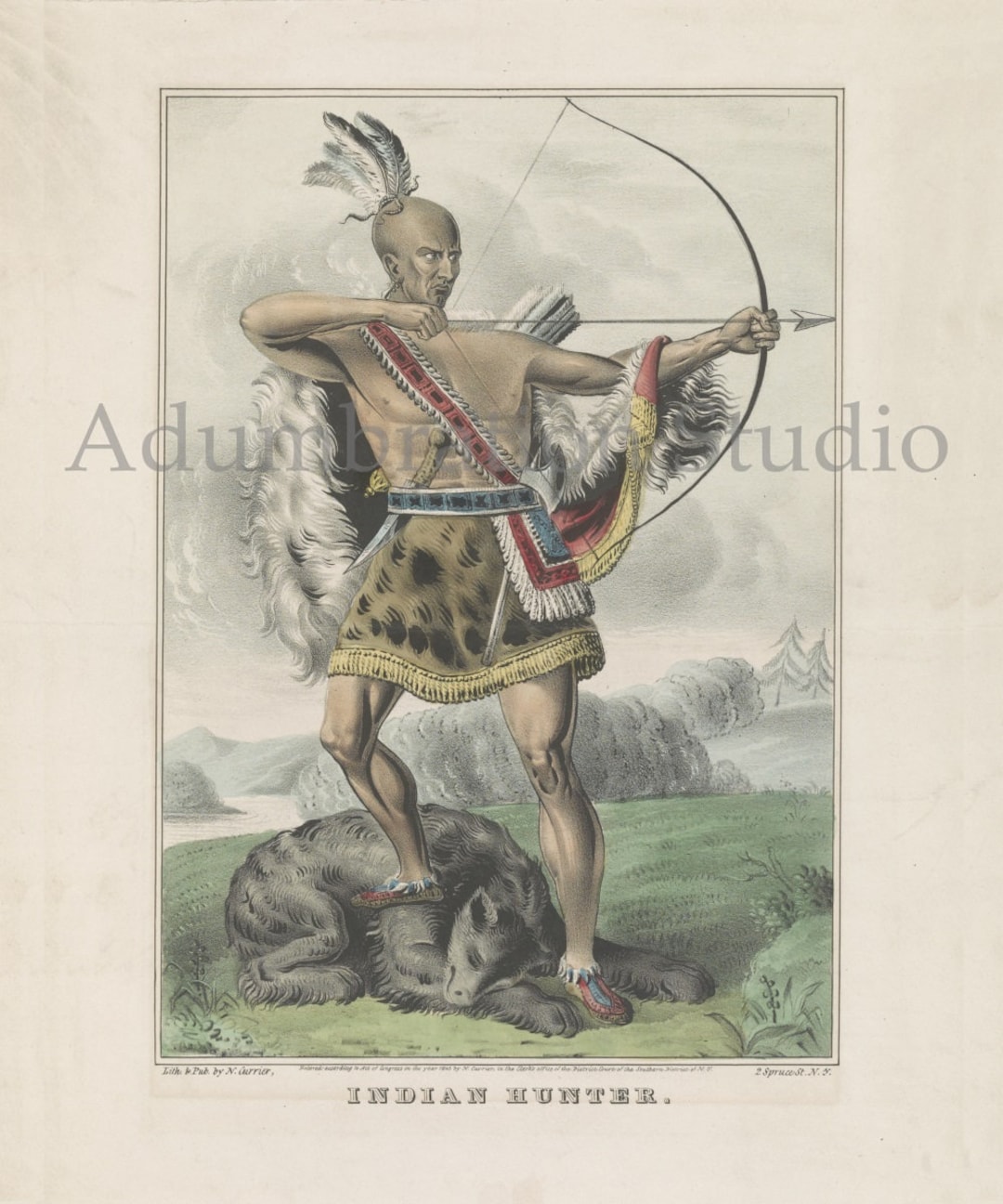 The Indian Hunter Nathaniel Currier Circa 1845 American - Etsy
