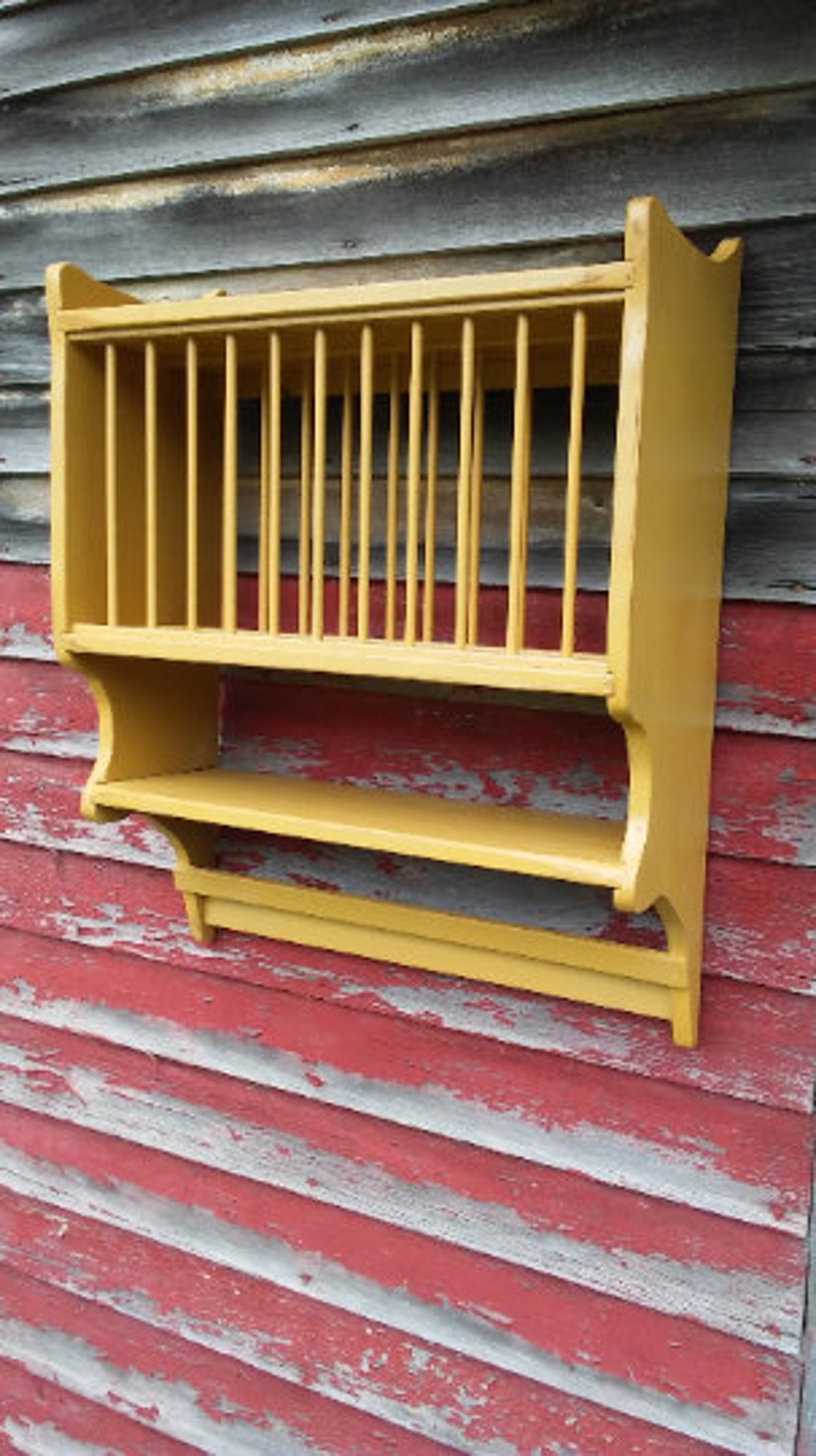 Farmhouse Plate Rack With Primitive Towel Rung Hanging Plate - Etsy