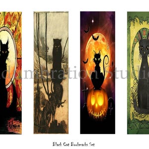 Black Cat Bookmarks Set, Bookmark Printable, Halloween, Scrapbooking ...
