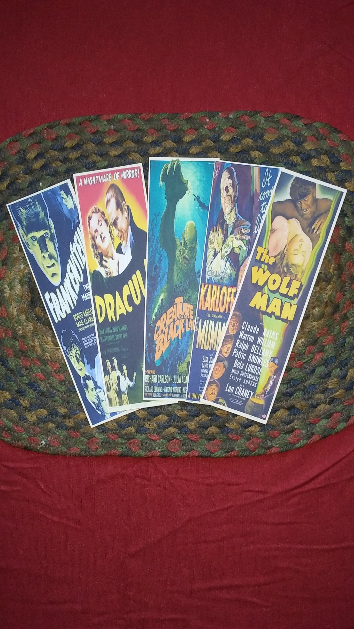 Universal Monsters 5 Bookmark Set, Dracula, Wolf Man, Frankenstein ...