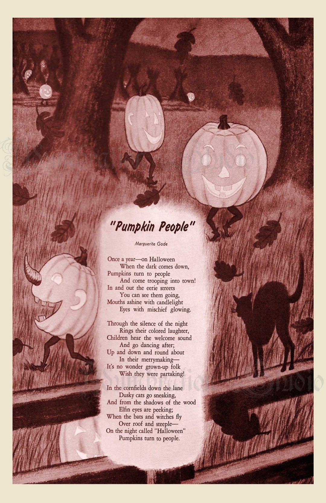 Pumpkin People, Marguerite Gode Poem, Vintage 1920s Halloween ...