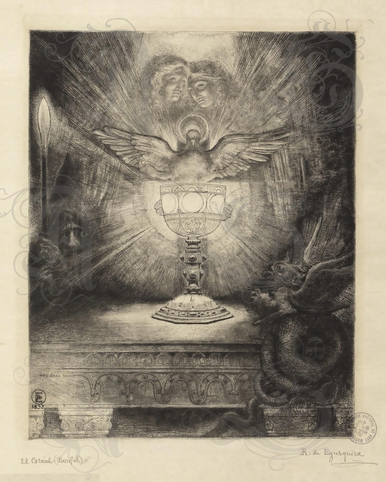The Grail, Circa 1893 Illustration by Rogelio De Egusquiza, the Holy ...