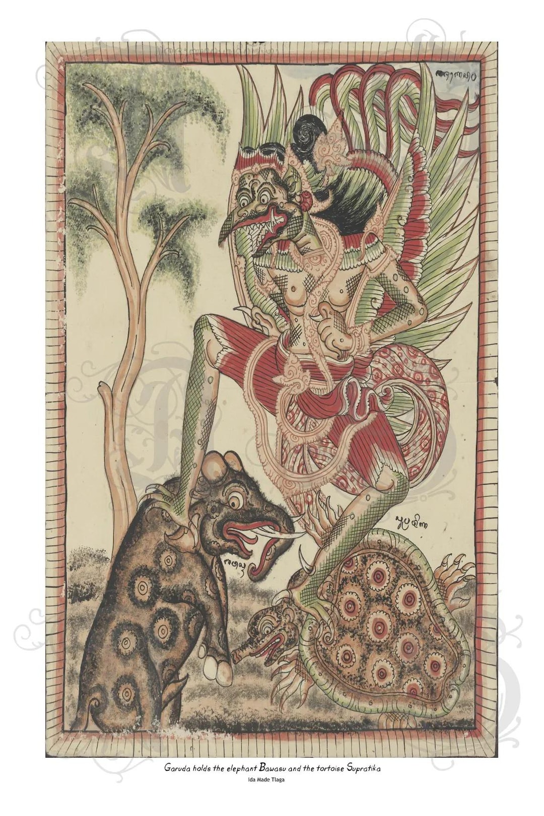 Garuda Holds the Elephant Bawasu and the Tortoise Supratika, King of ...