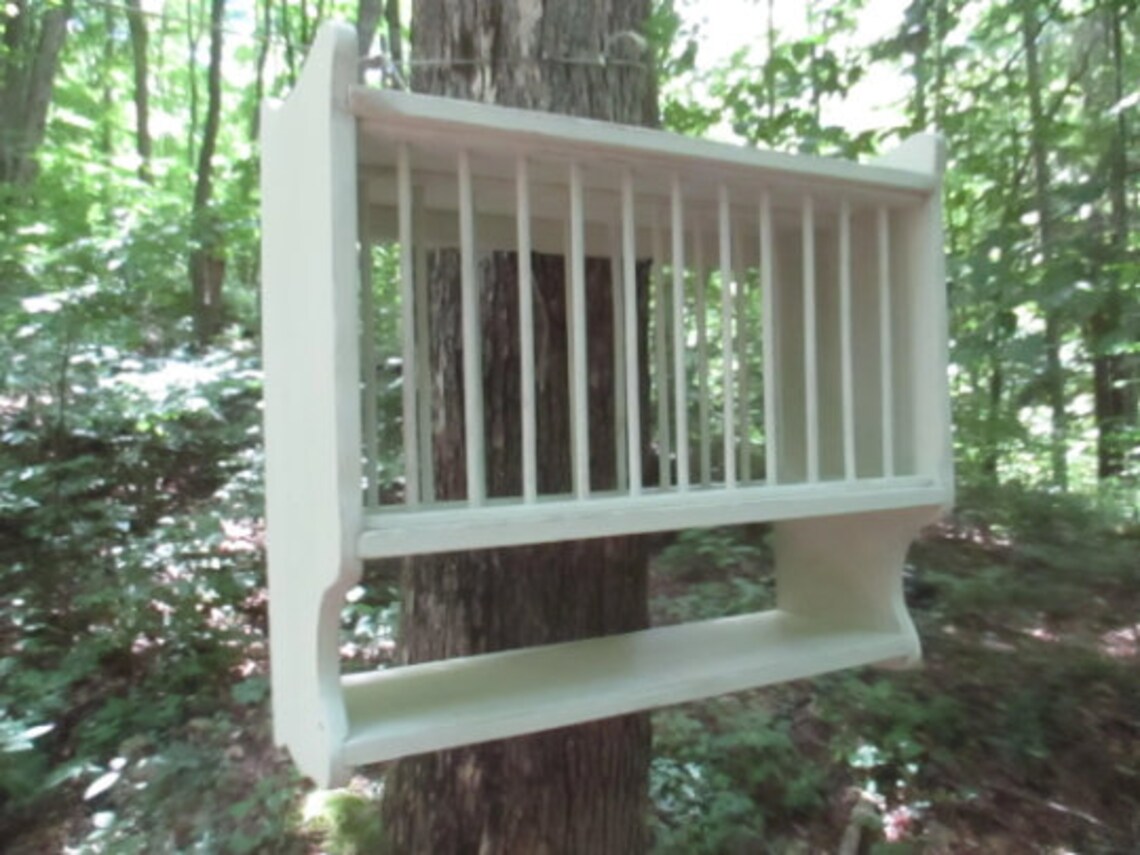 Hanging Plate Rack, Compact 25"w Farmhouse Plate Rack, Holds 12 Plates ...