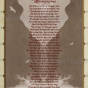 Vampyrise, Poem by John William Polidori, Vampyre, Vampire Poem Print ...